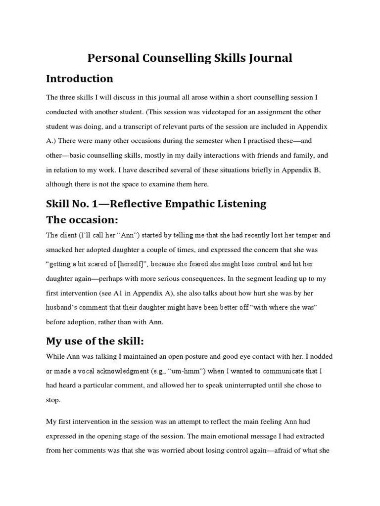 Basic Counselling A - Journal | PDF | Feeling | Emotions
