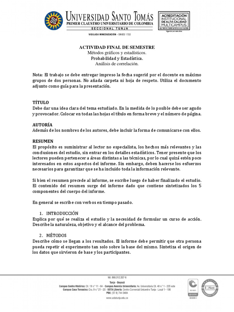 Informe Estadístico Final | PDF | Estadísticas | Science