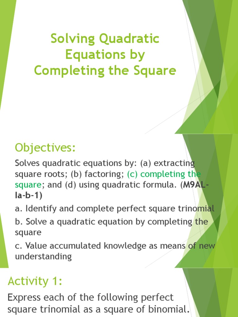 Completing The Square 2019 | PDF | Quadratic Equation | Equations
