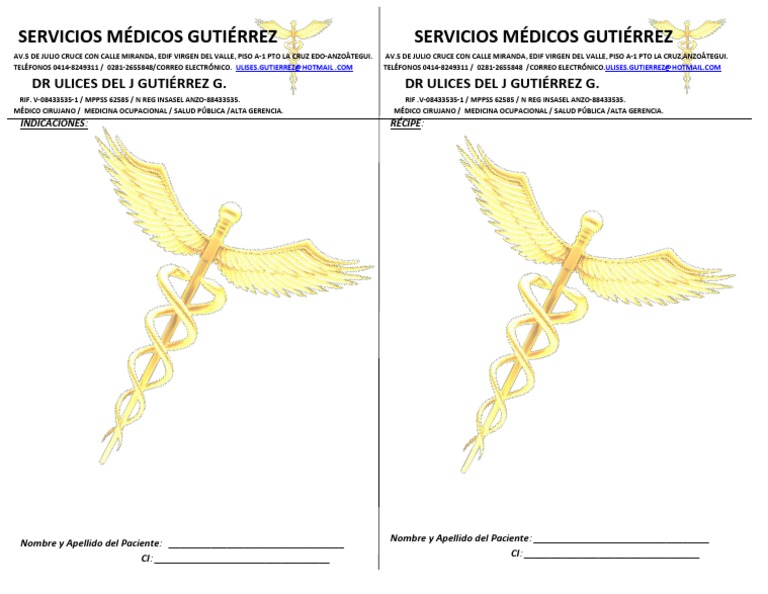 Servicios Médicos Gutiérrez Modelo de Recipe Medico | PDF