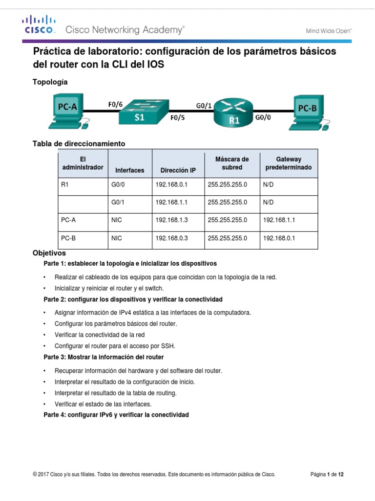 1146 Lab Configuring Basic Router Settings With Ios Cli Pdf Enrutador Computación