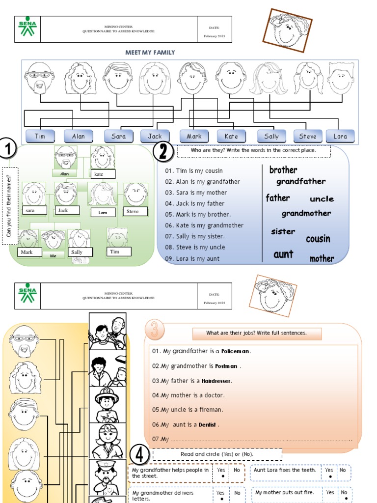 Meet My Family: Who Are They? Write The Words in The Correct Place | PDF