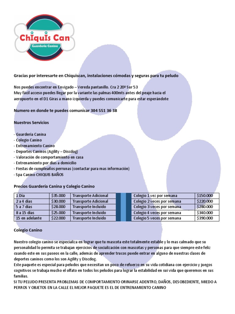 Chiquiscan Precios PDF | PDF | Perros | Subespecie De Canis Lupus