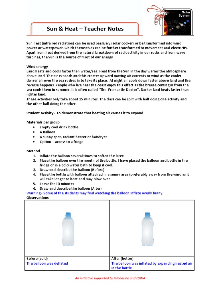 Sun Heat and Wind Energy Activities | PDF | Wound | Atmosphere Of Earth