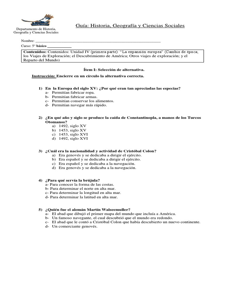 Unidad 4, Guia La Expansion Europea | PDF | imperio Otomano | Cristobal ...