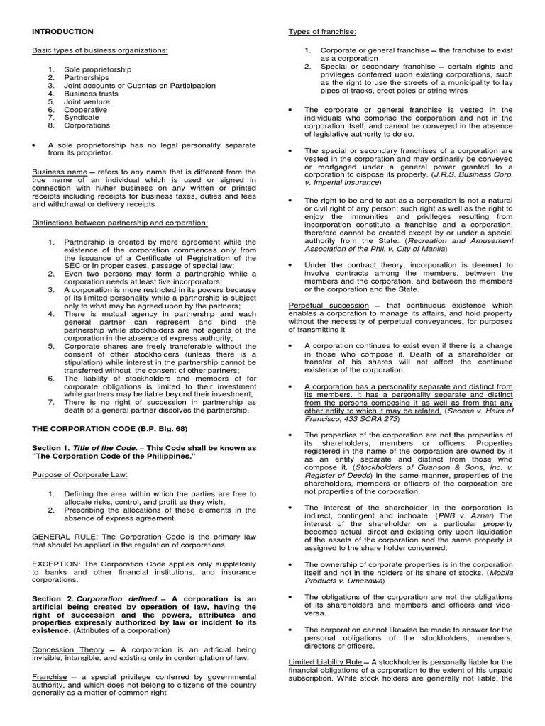 Business Organization Basics | PDF | Corporations | Partnership