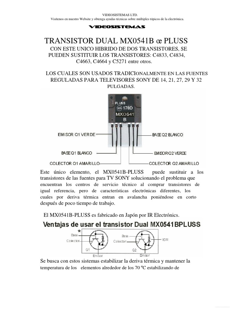 Reemplazo de Transistores MX0541B-PLUSS | PDF | Transistor | Fuente de ...