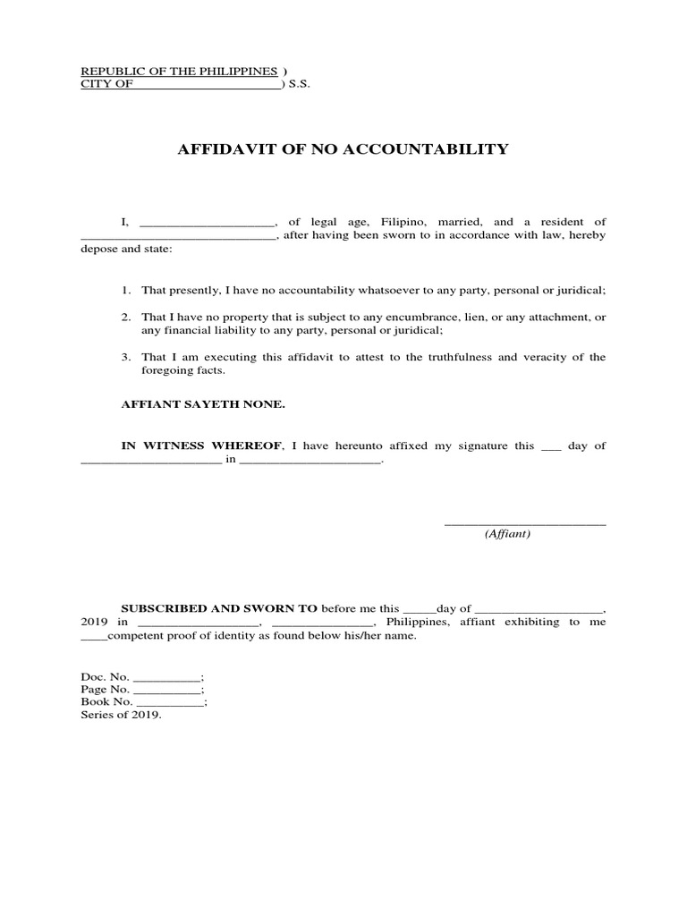 Affidavit of No Accountability | PDF