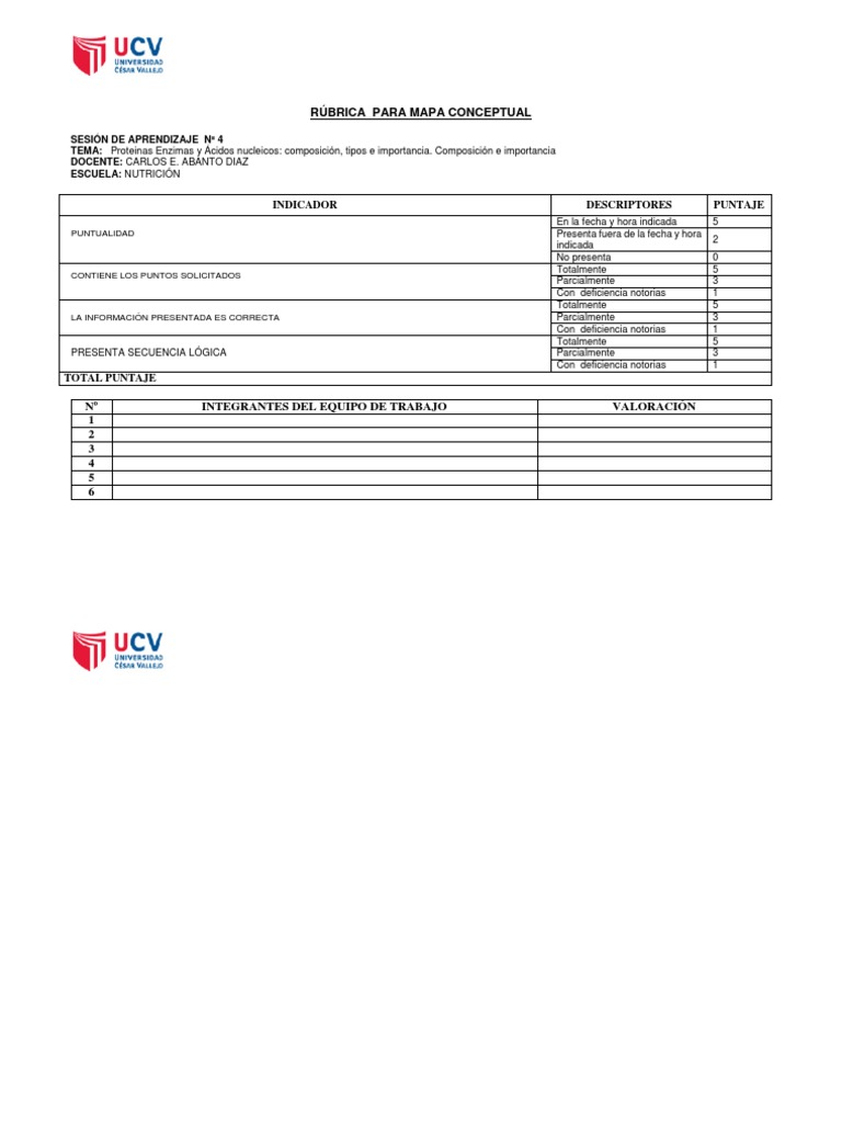 RUBRICA Mapa4 | PDF | Bioquímica | Química
