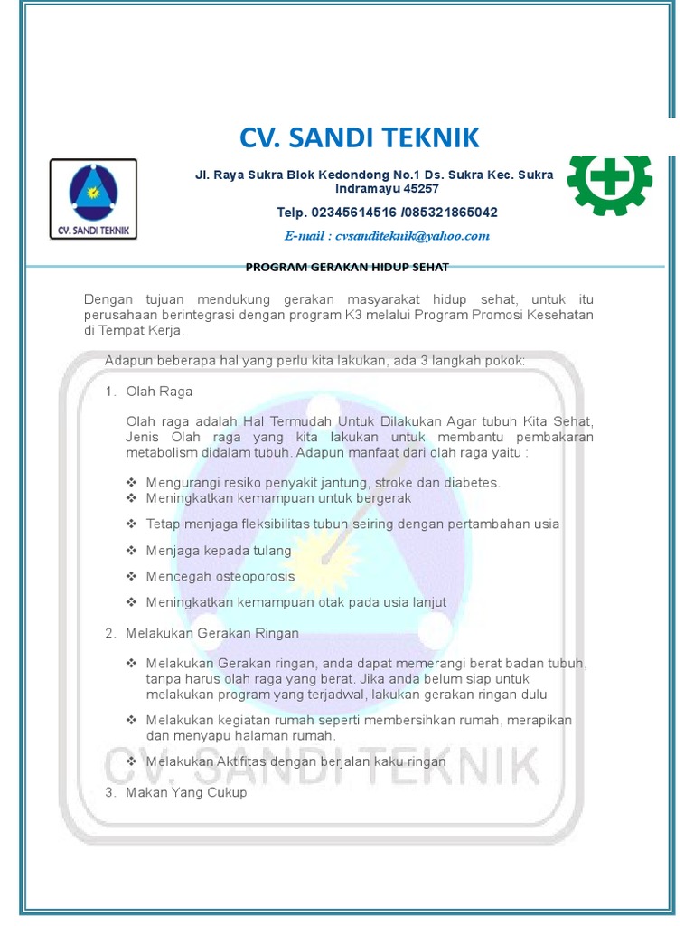 Program Gerakan Hidup Sehat CV Sandi Teknik | PDF
