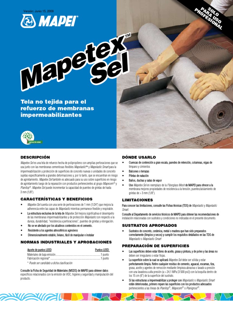 Mapetex Sel SP PDF | PDF | Pintar | Hormigón