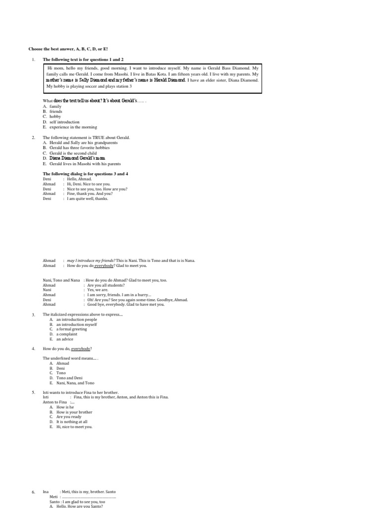 Choose The Best Answer | PDF