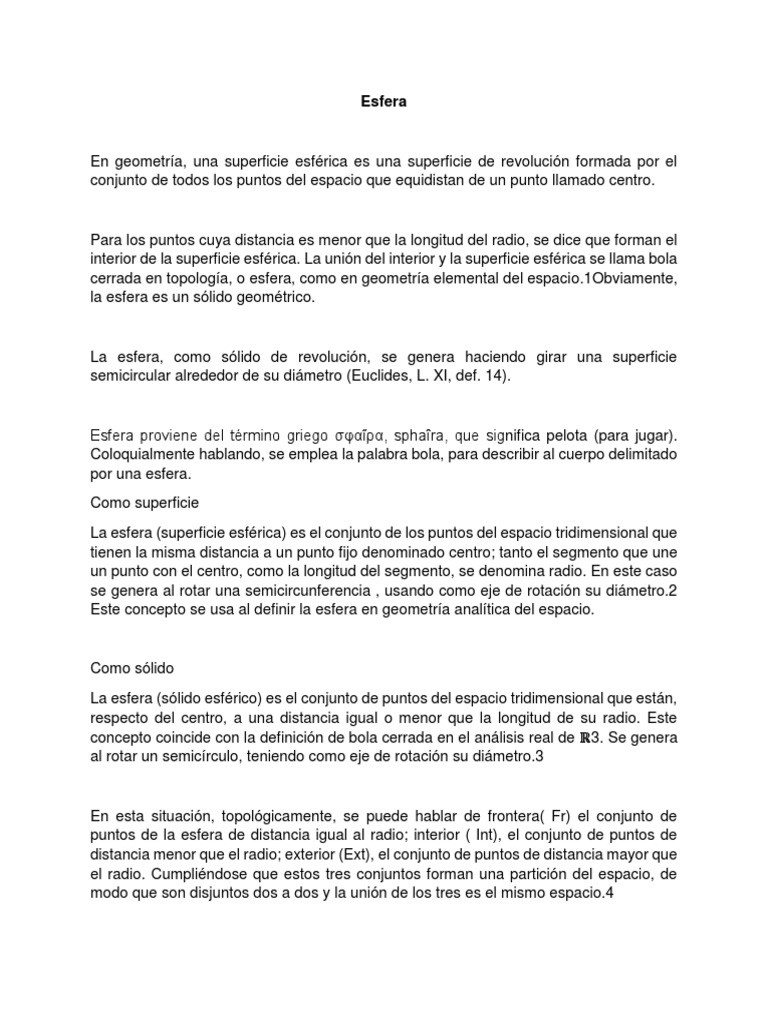 Conceptos y Propiedades de la Esfera | PDF | Esfera | Objetos geométricos