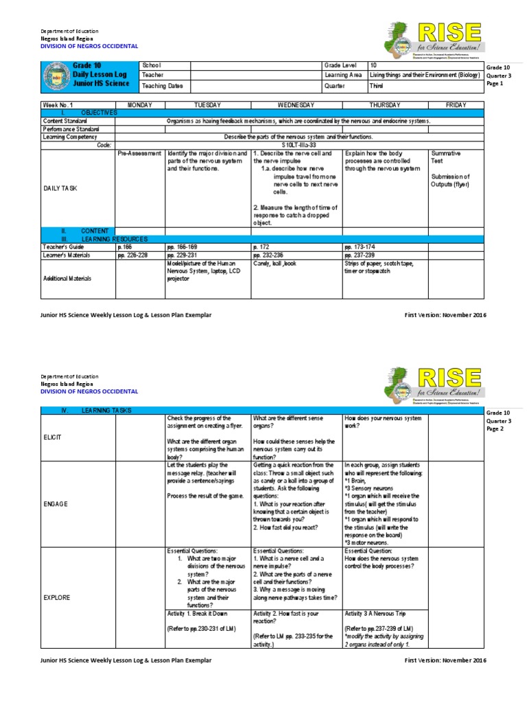 Grade 10 3rd Quarter DLL | PDF | Menstrual Cycle | Endocrine System