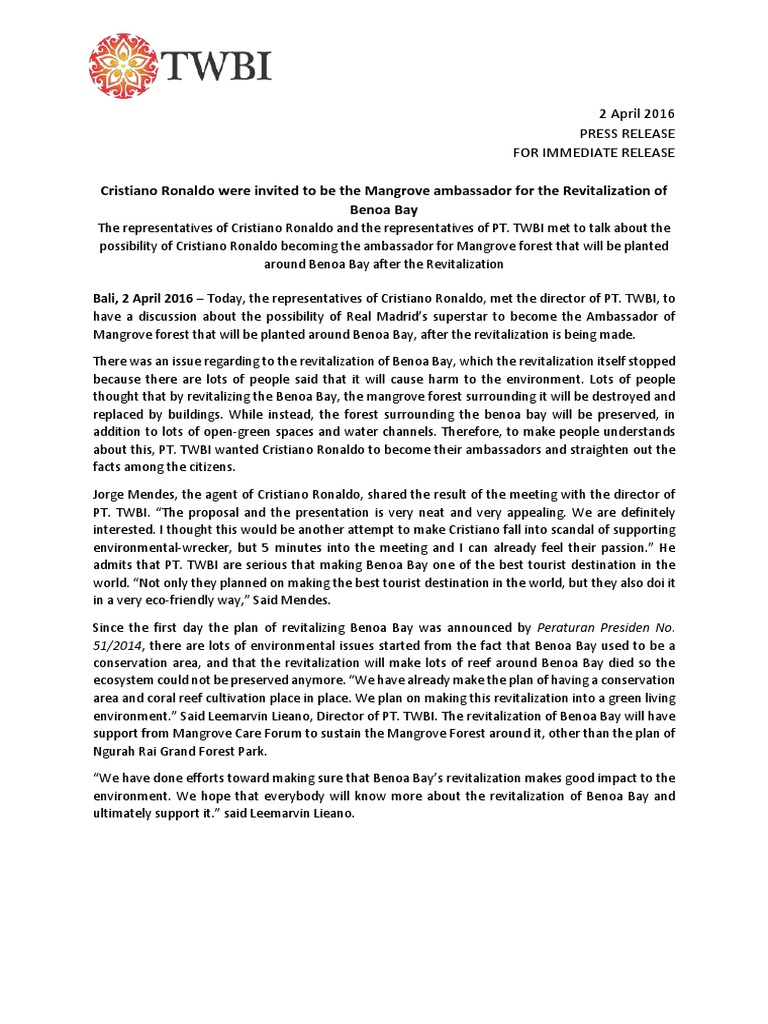 Example of Press Release | PDF | Ecology | Biogeography