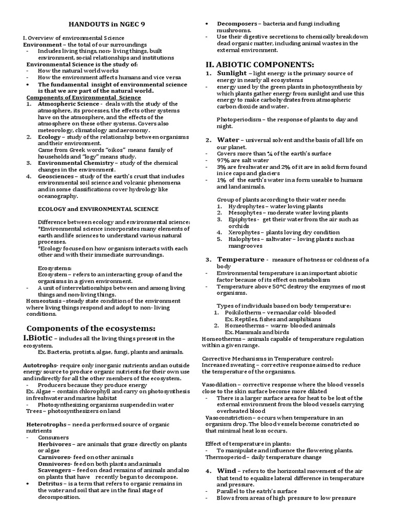 Handouts Ngec 9 | PDF | Particulates | Atmosphere Of Earth