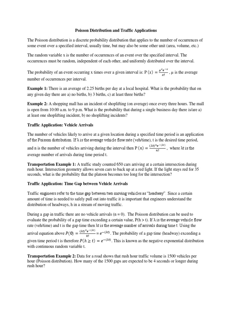 Poisson Distribution and Traffic Applications | PDF | Poisson Distribution | Teaching Mathematics