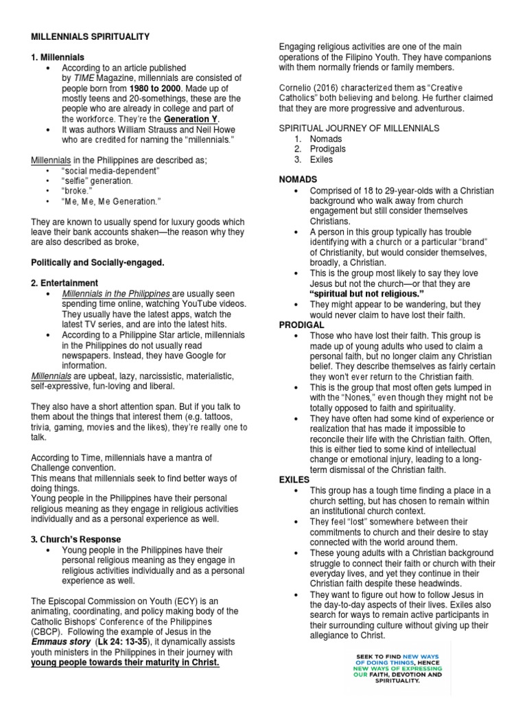 Millennials Spirituality 1. Millennials: Millennials in The Philippines ...