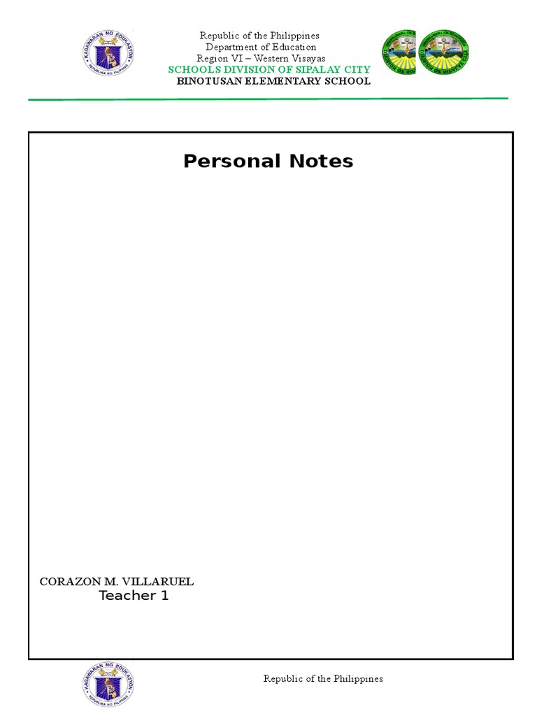 Personal Notes | PDF