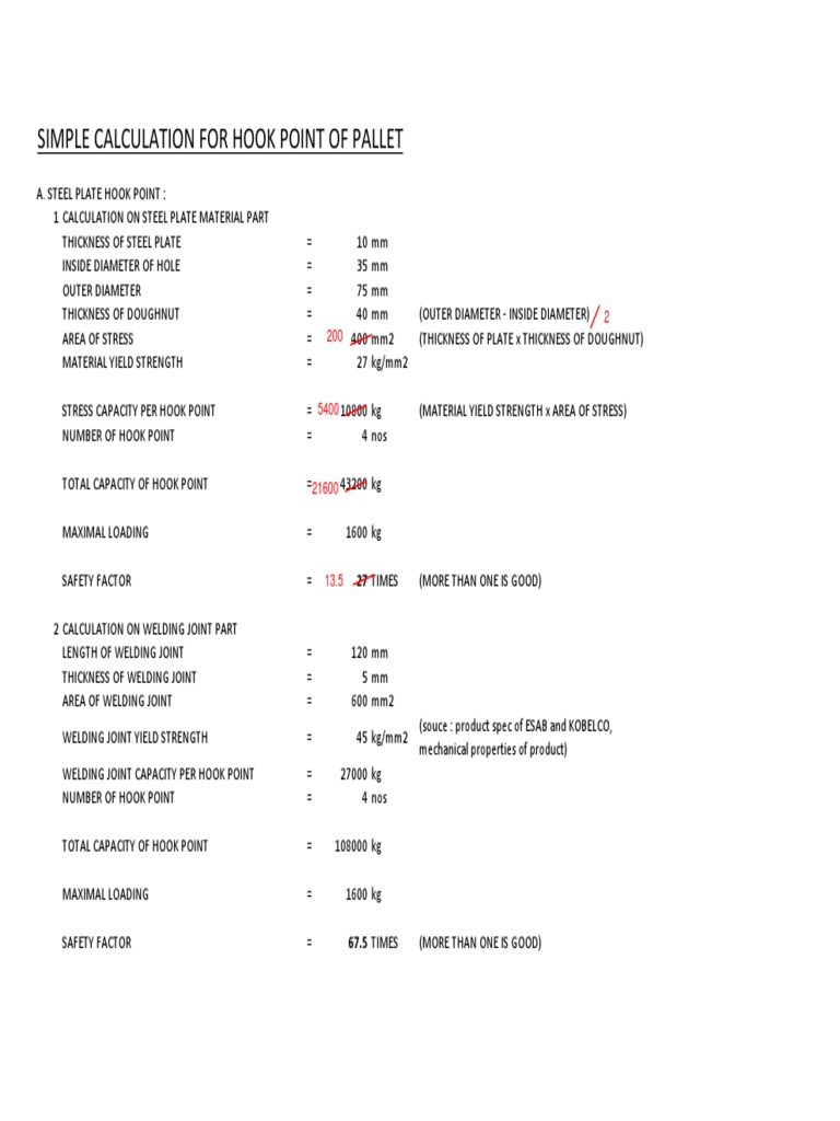 Hook Pallet Capacity Calculation | PDF | Strength Of Materials ...