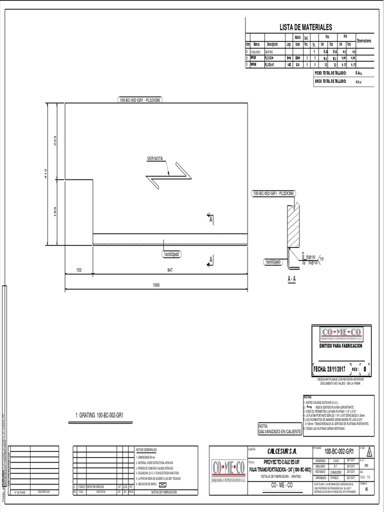 100 BC 002 Gr1 Grating Rev 0 | PDF | Ingeniería | Acero
