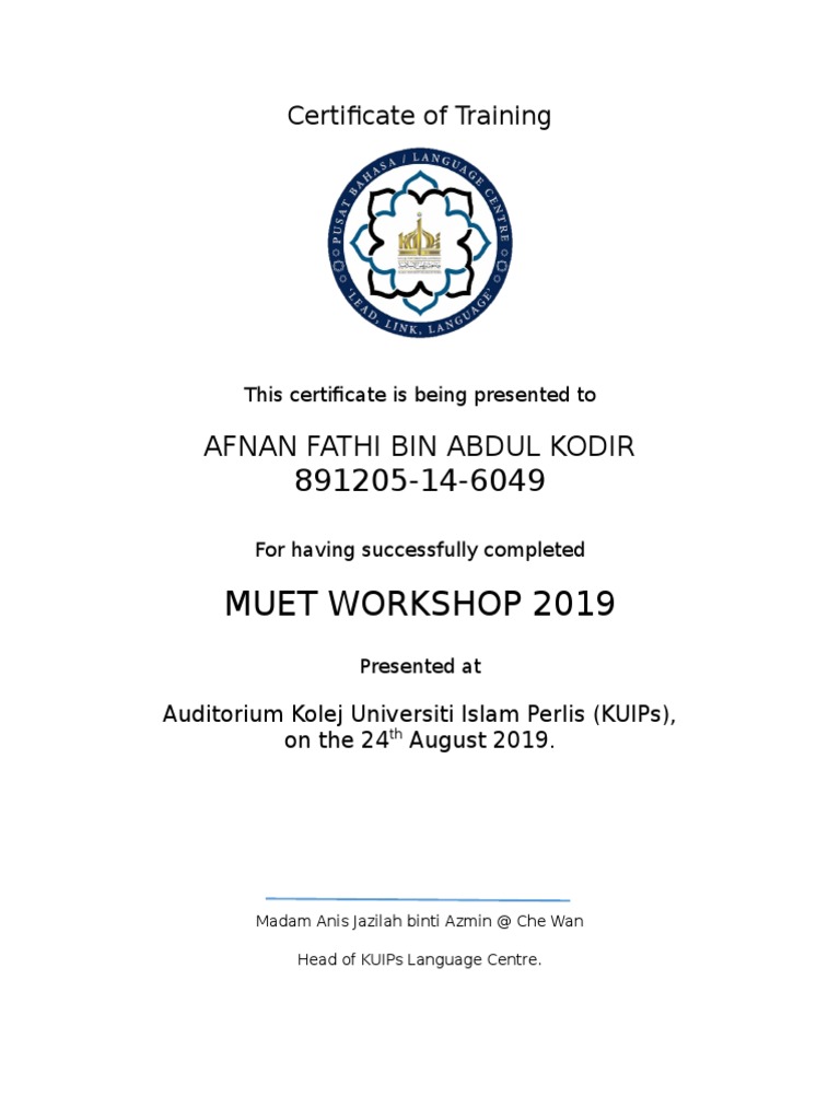 Certificate Muet | PDF