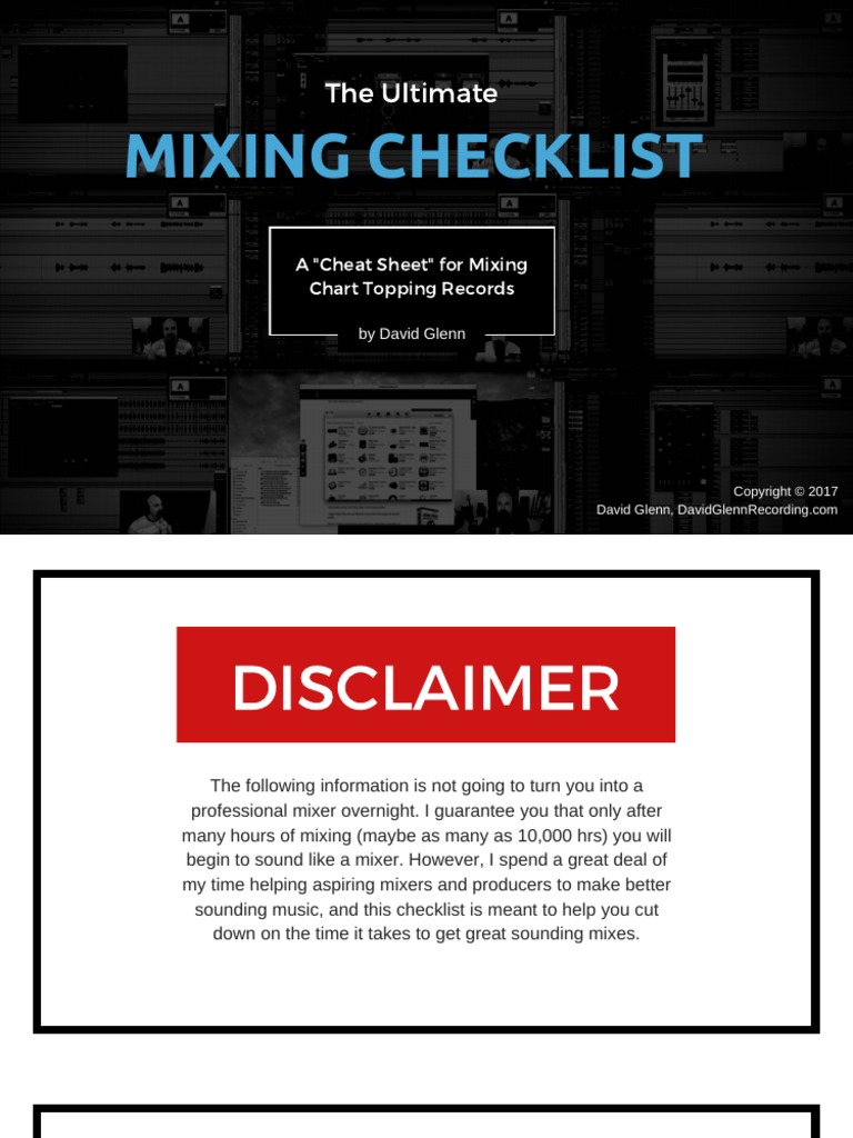 Ultimate Mixing Checklist PDF | PDF | Singing | Equalization (Audio)