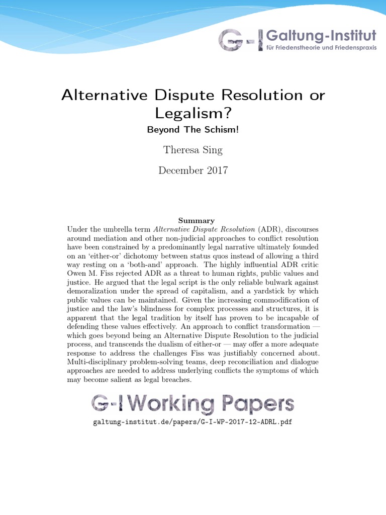 Alternative Dispute Resolution | PDF | Mediation | Alternative Dispute ...