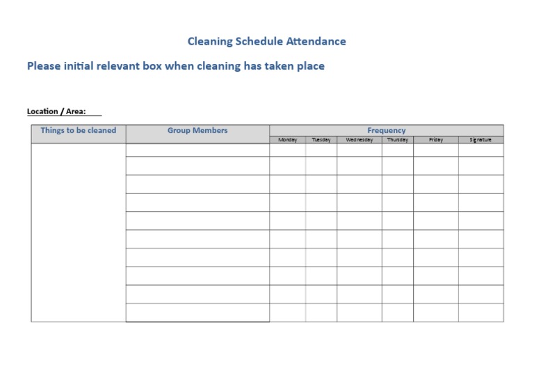 Cleaning Schedule Template | PDF