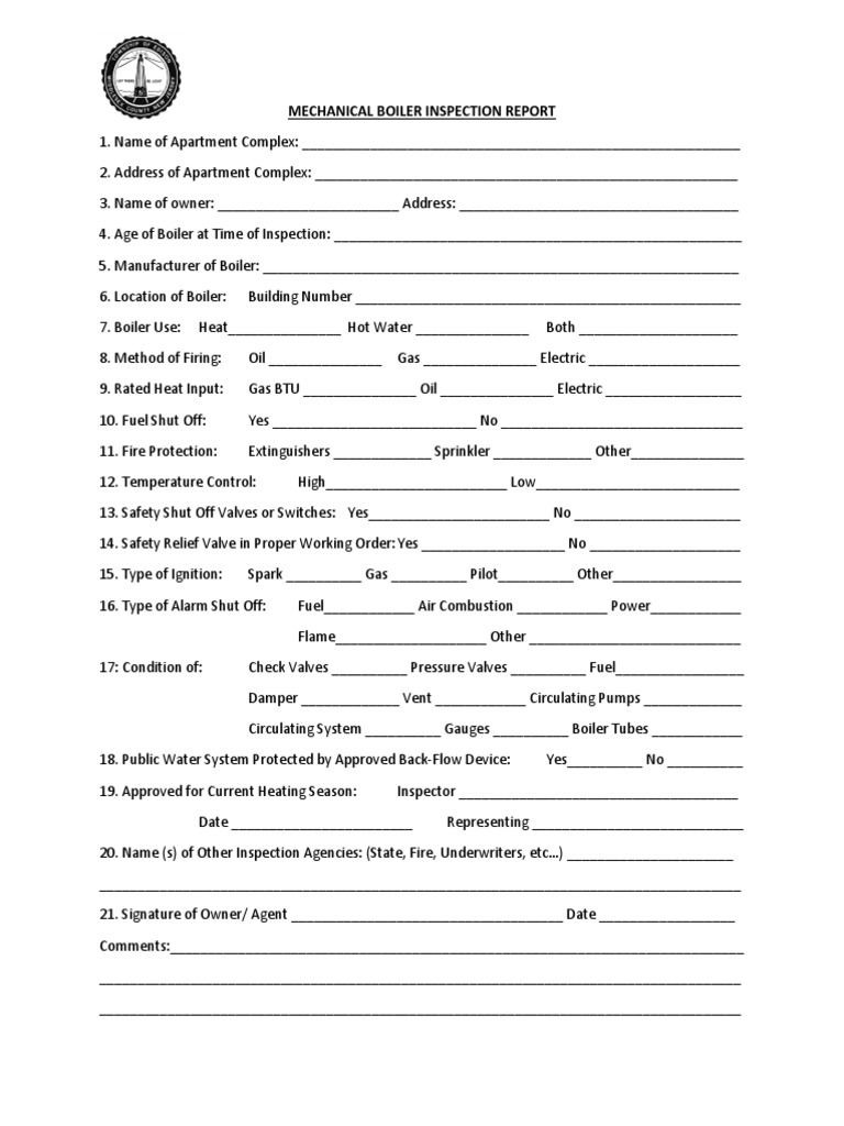 Boiler Mechanical Inspection Report | PDF | Boiler | Valve