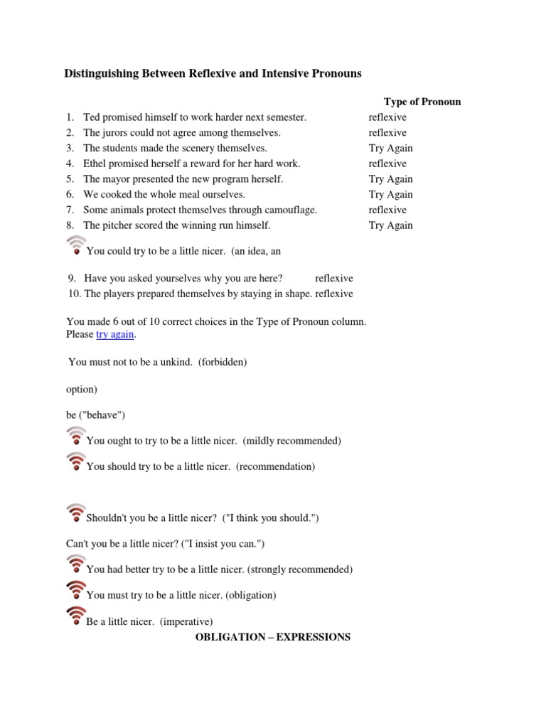 Distinguishing Between Reflexive and Intensive Pronouns: Type of ...