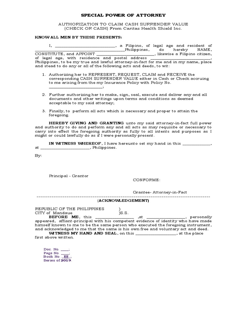 SPA CLAIM Check Cash | PDF | Power Of Attorney | Private Law