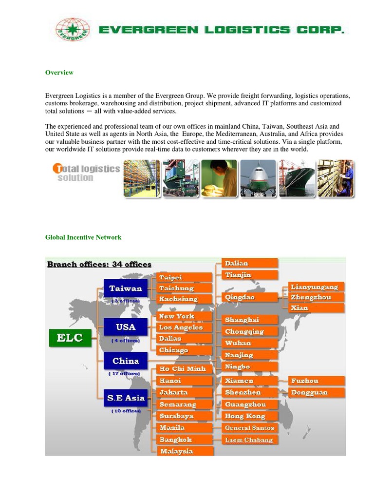 Evergreen Logistics Services Overview | PDF | Cargo | Containerization