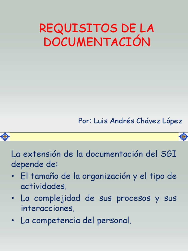 Requisitos de La Documentación | PDF | Calidad (comercial) | Gestión de la calidad