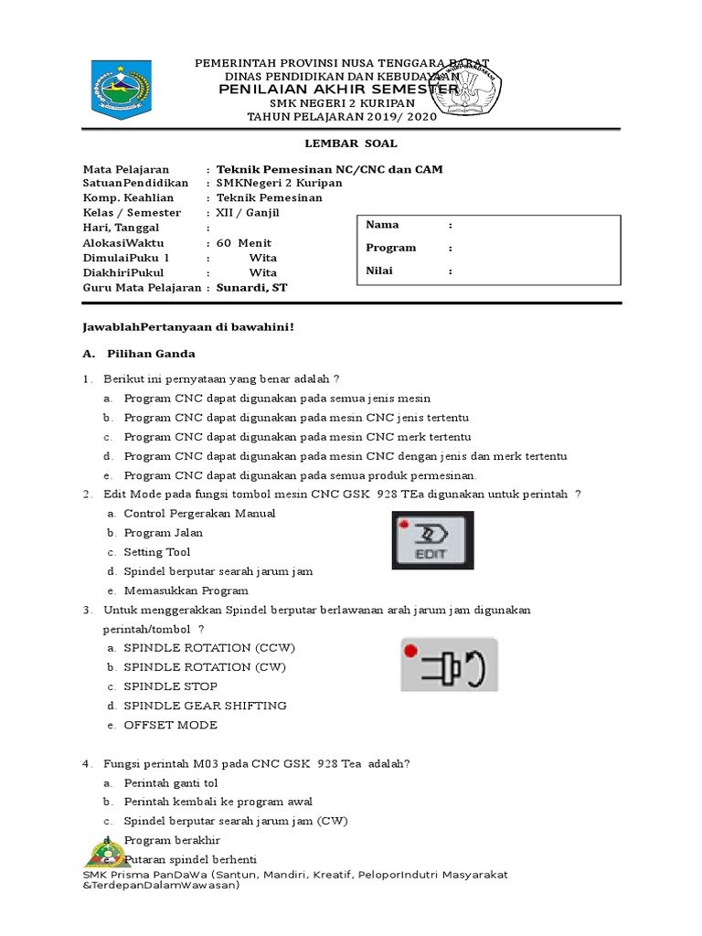 Soal Pts CNC Xii TPM | PDF