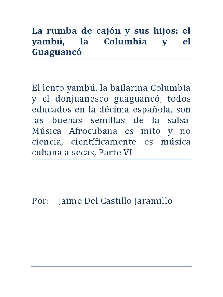 La Rumba de Cajon y Sus Hijos El Yambu L | PDF | Las artes escénicas ...