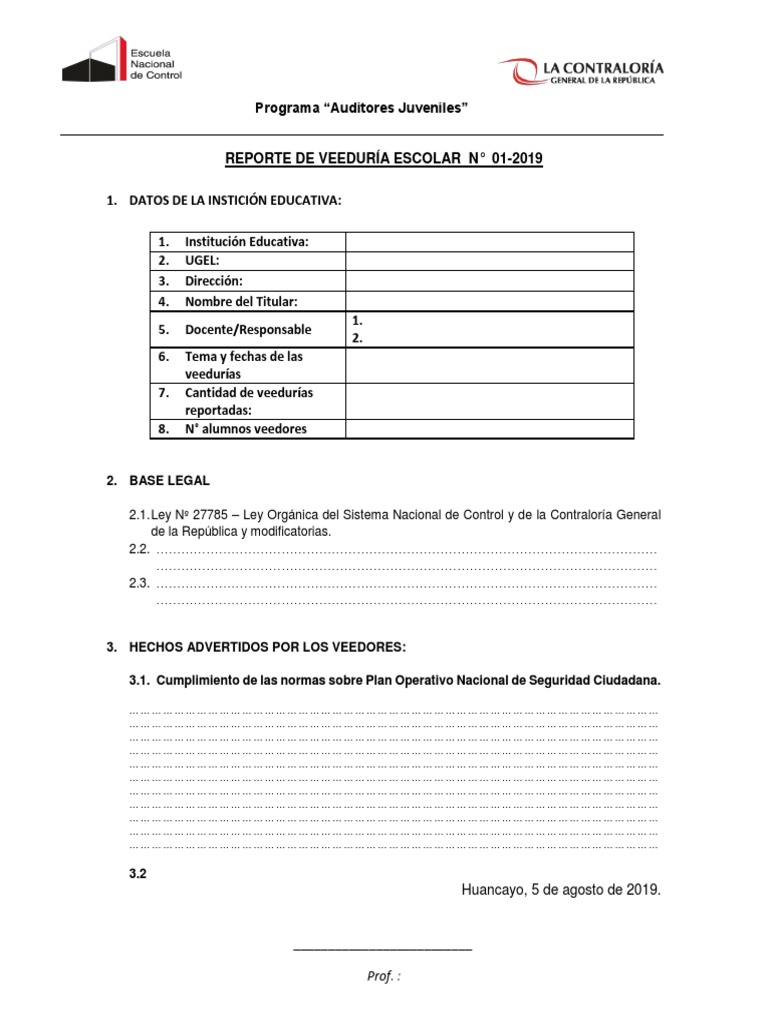 Modelo de Reporte de Veeduria | PDF