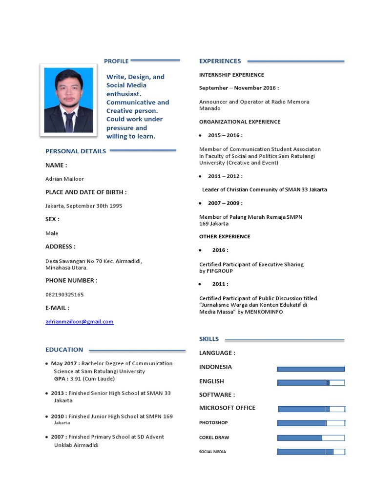 CV Adrian Mailoor | PDF | Learning | Communication