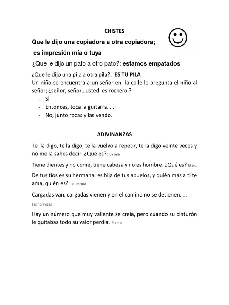 Chistes Adivinanzas Refranes | PDF