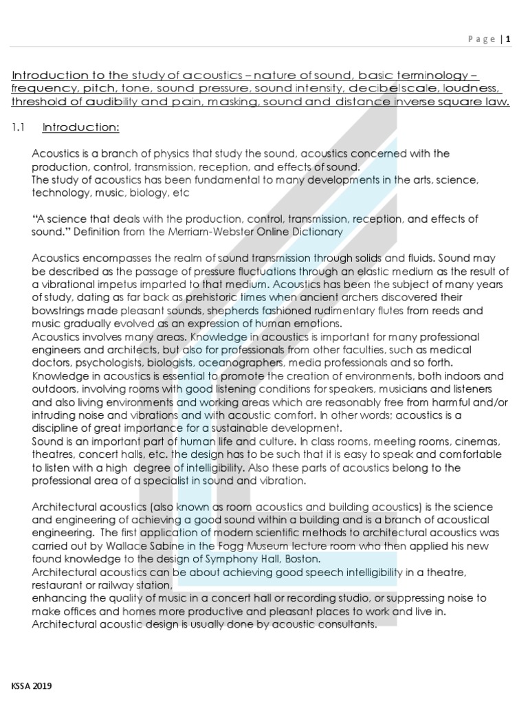 Introduction to the study of acoustics | PDF | Pitch (Music) | Sound