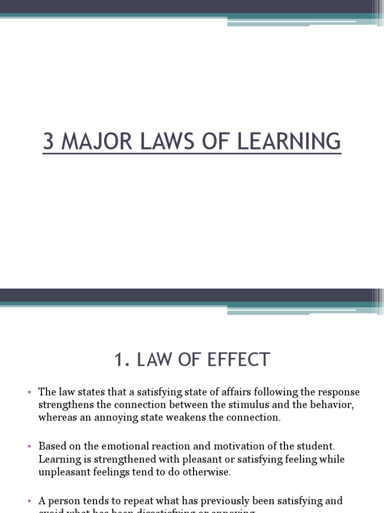 3 Major Laws of Learning | PDF | Learning | Applied Psychology