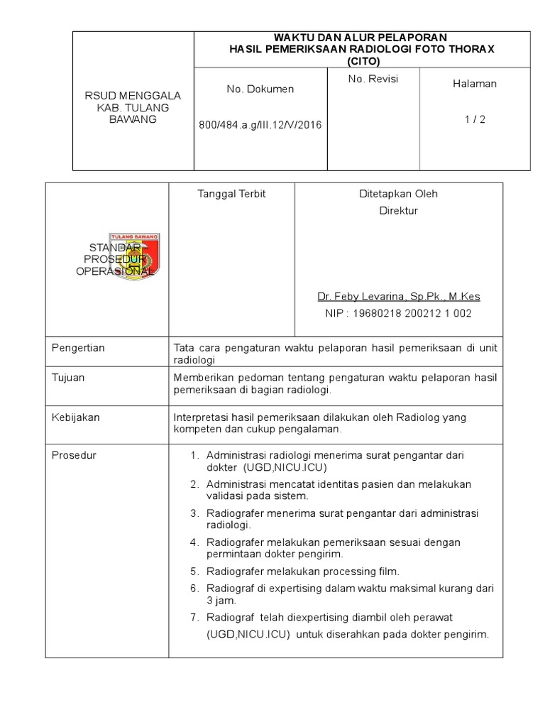 Waktu Dan Alur Pelaporan Hasil Cito | PDF