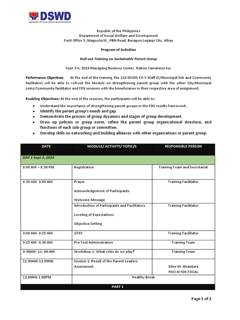 Strengthening Parent Groups: A Roll-out Training on Sustainable Parent ...
