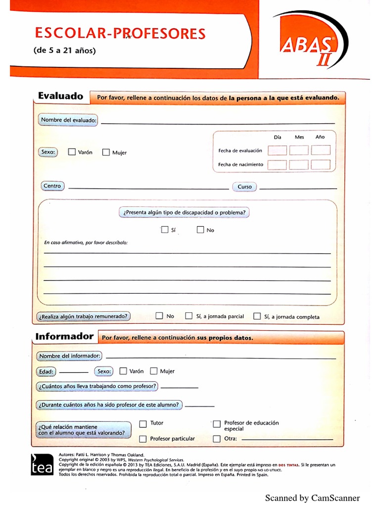 Abas-II 5 A 21 Años Escolar-Profesores | PDF