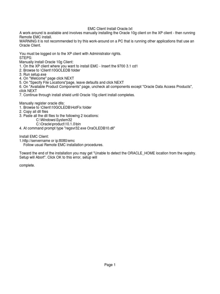 Emc Client Install Oracle Pdf