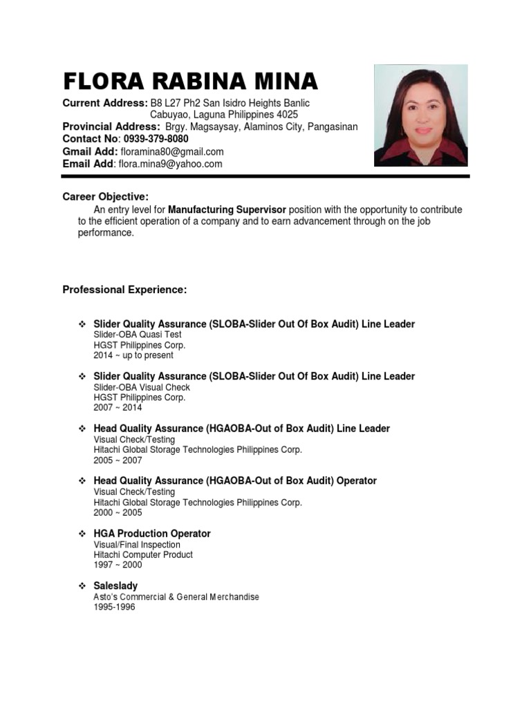 Resume & Intent Letter - Flora Mina - 1 | PDF | Leadership | Cognition