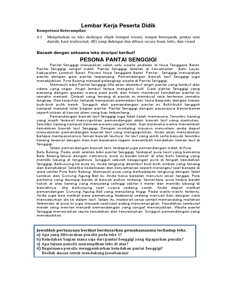 LKPD Teks Deskripsi | PDF