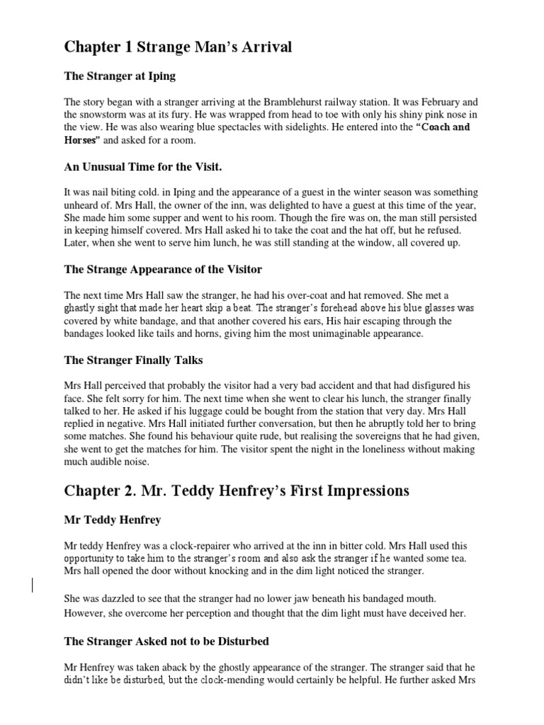 The Invisible Man Summary28chapters | PDF | The Invisible Man