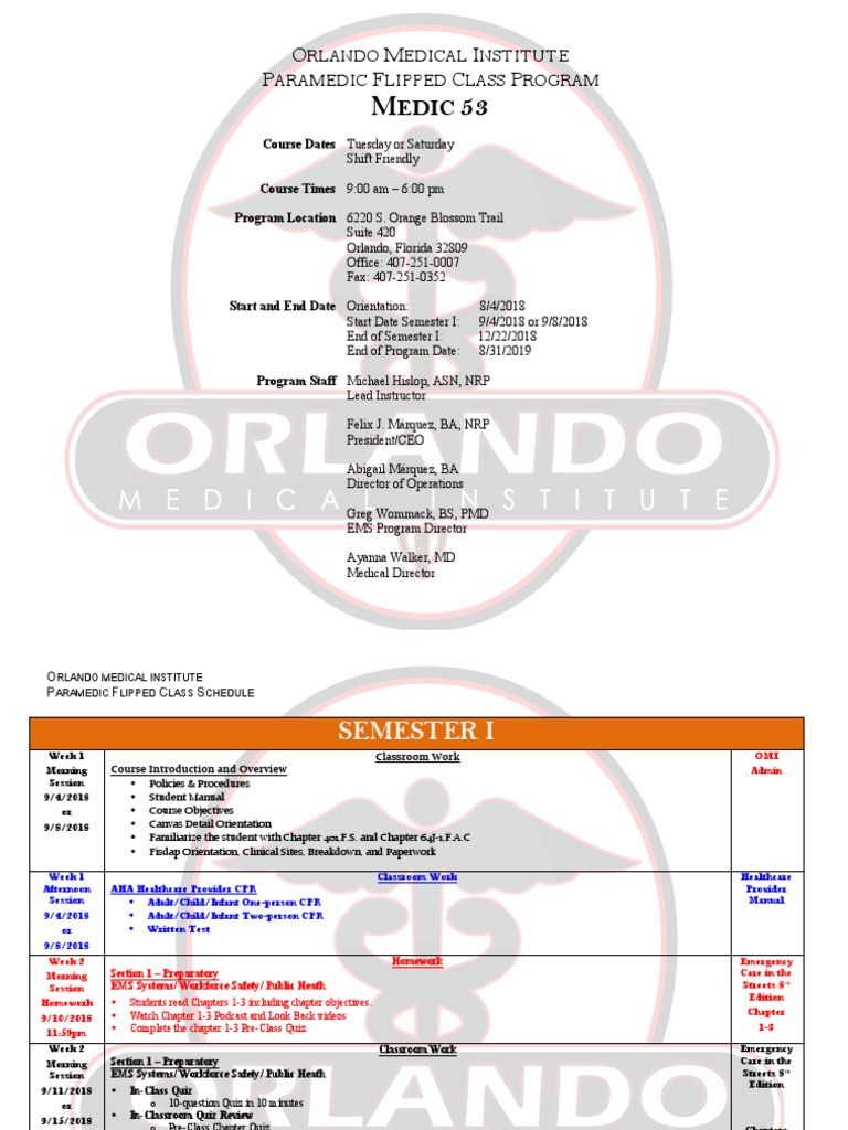Flipped Paramedic Schedule | PDF | Homework | Intravenous Therapy