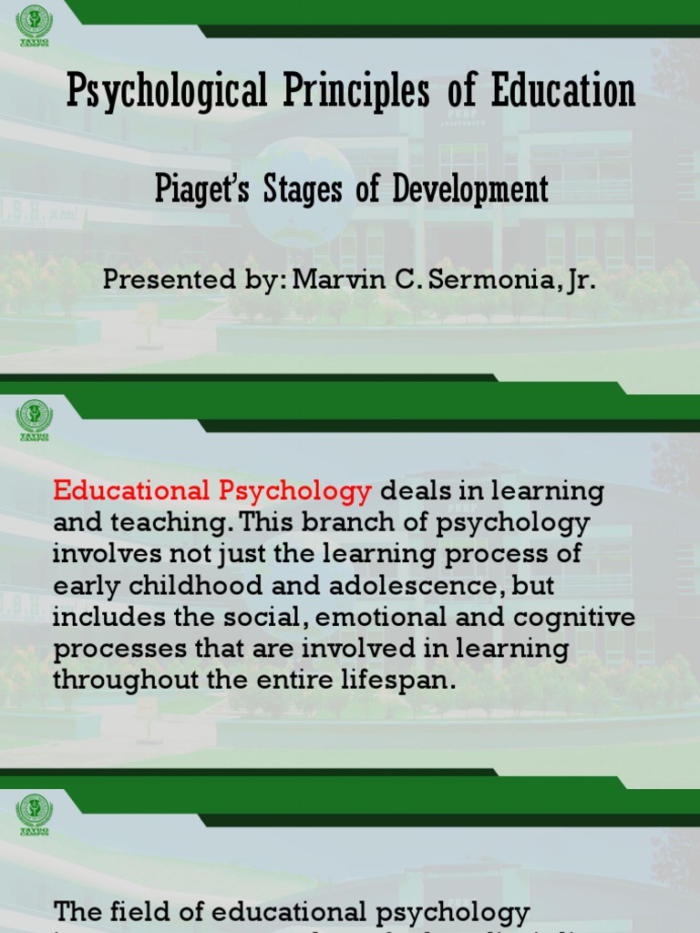 Psychological Principles of Education: Piaget's Stages of Development ...